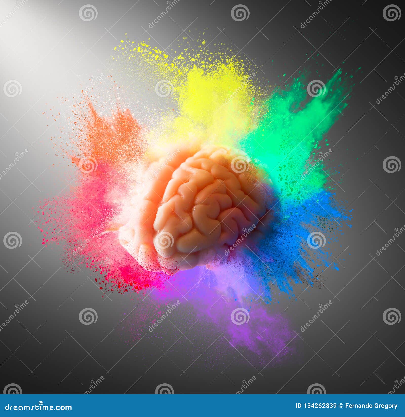 Brain Exploding in Rainbow Colors Stock Image - Image of genius ...