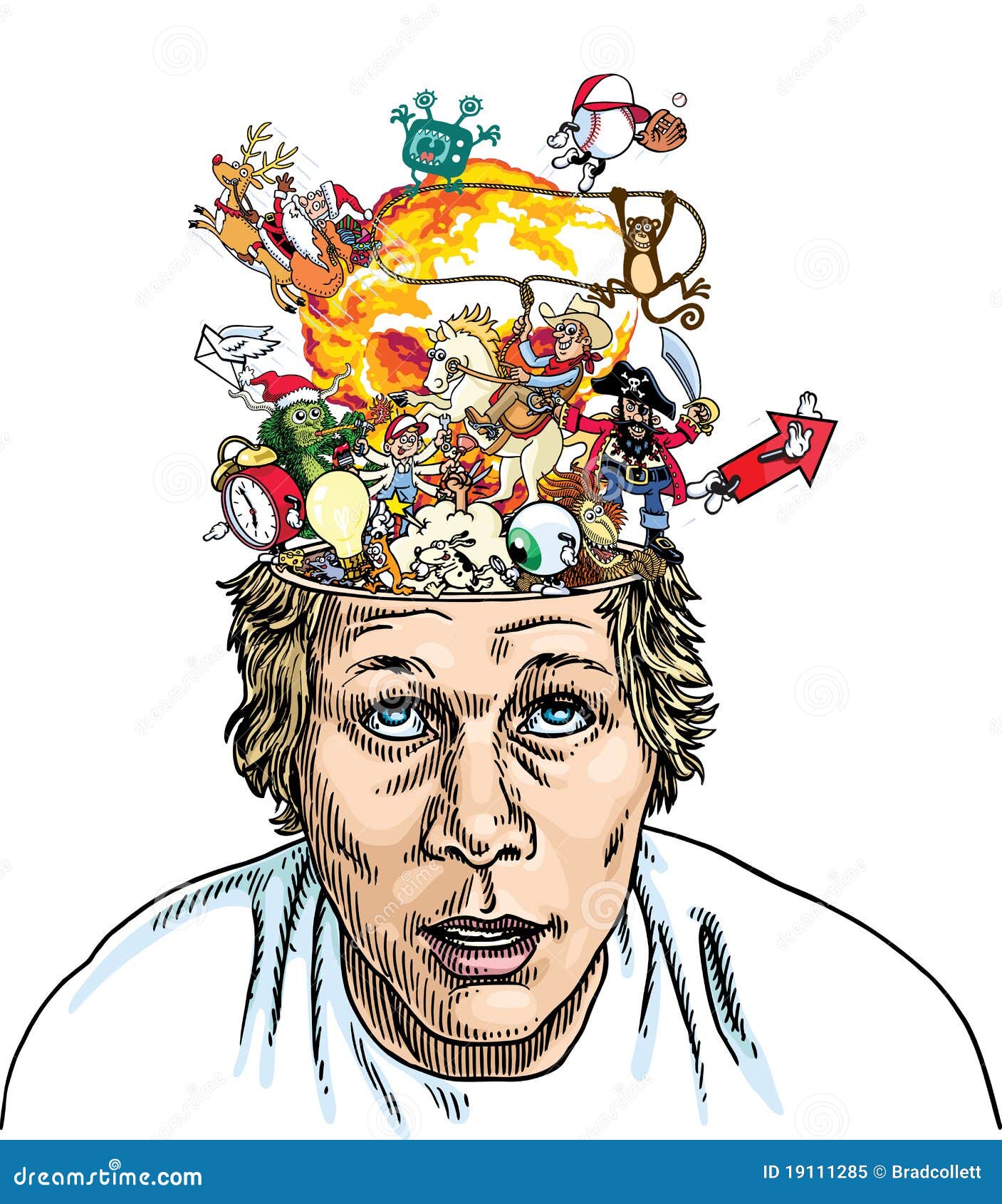 Brain Explosion stock vector. Illustration of pirate - 19111285