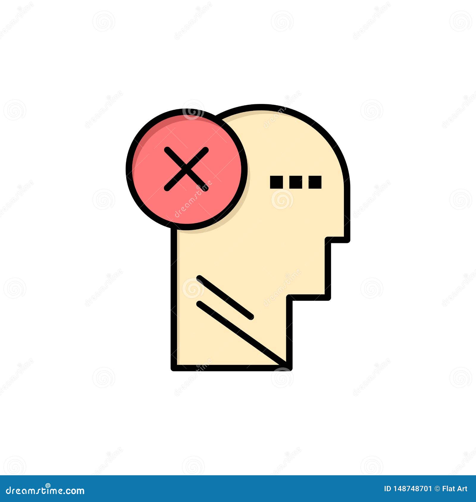 Brain, Failure, Head, Human, Mark, Mind, Thinking Flat Color Icon ...