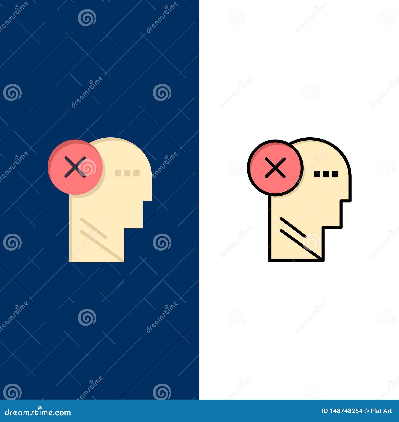 Brain, Failure, Head, Human, Mark, Mind, Thinking Icons. Flat and Line ...