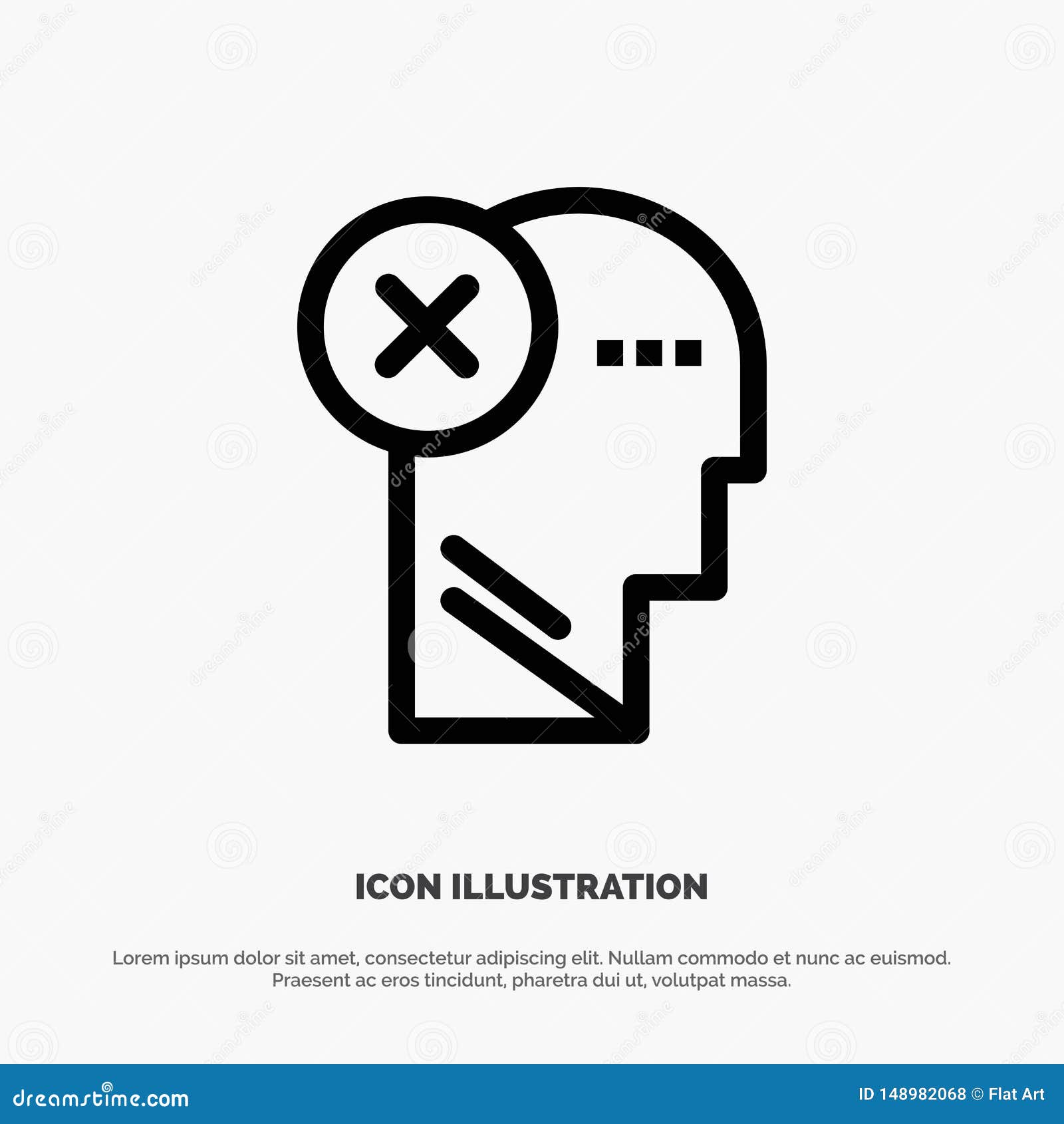 Brain, Failure, Head, Human, Mark, Mind, Thinking Line Icon Vector ...