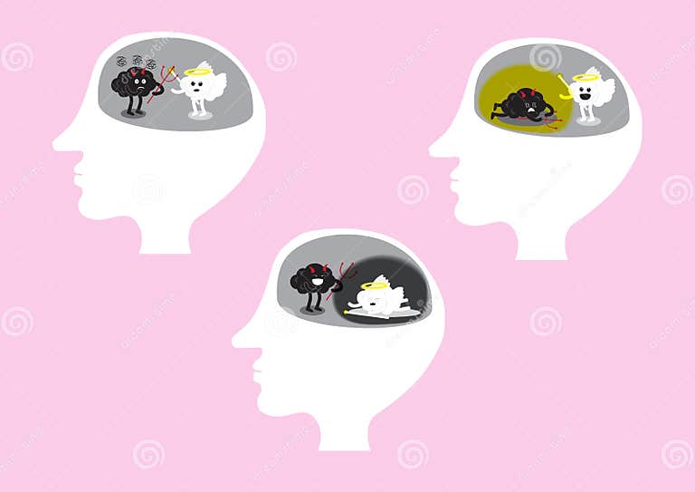 Brain Fighting Set Inside Head Stock Vector - Illustration of decide ...