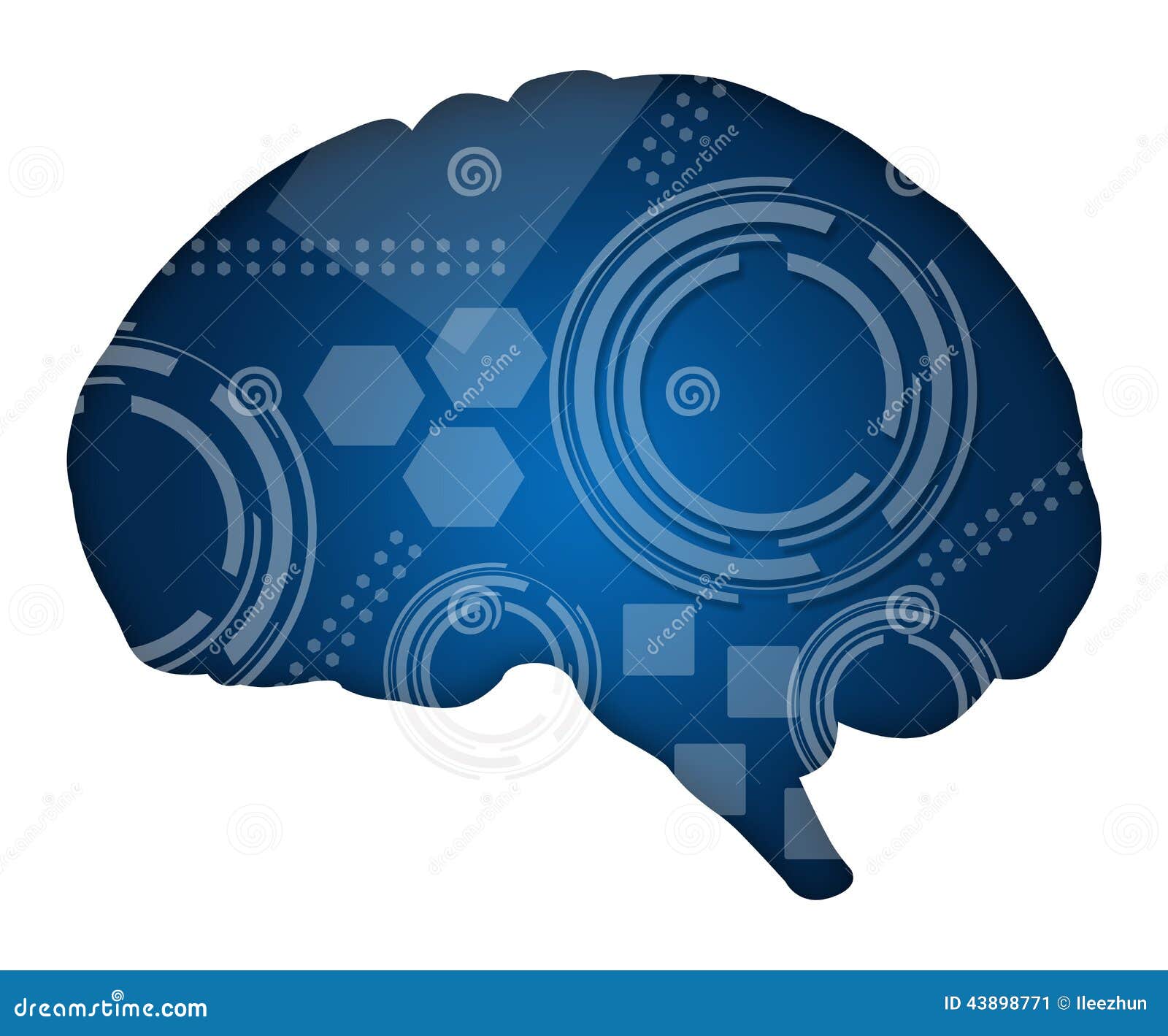 Brain Filled with Technical Elements Stock Illustration - Illustration ...