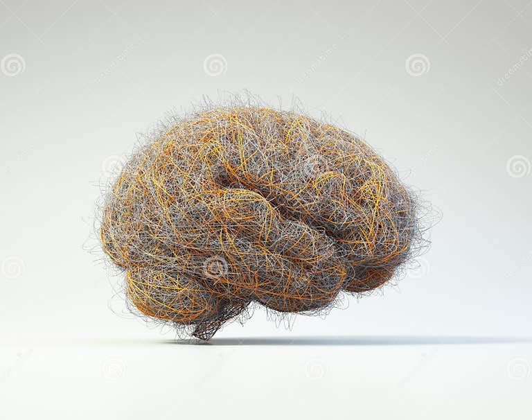 Brain Filled with Wires Suggesting the Complexity of the Human Mind or ...