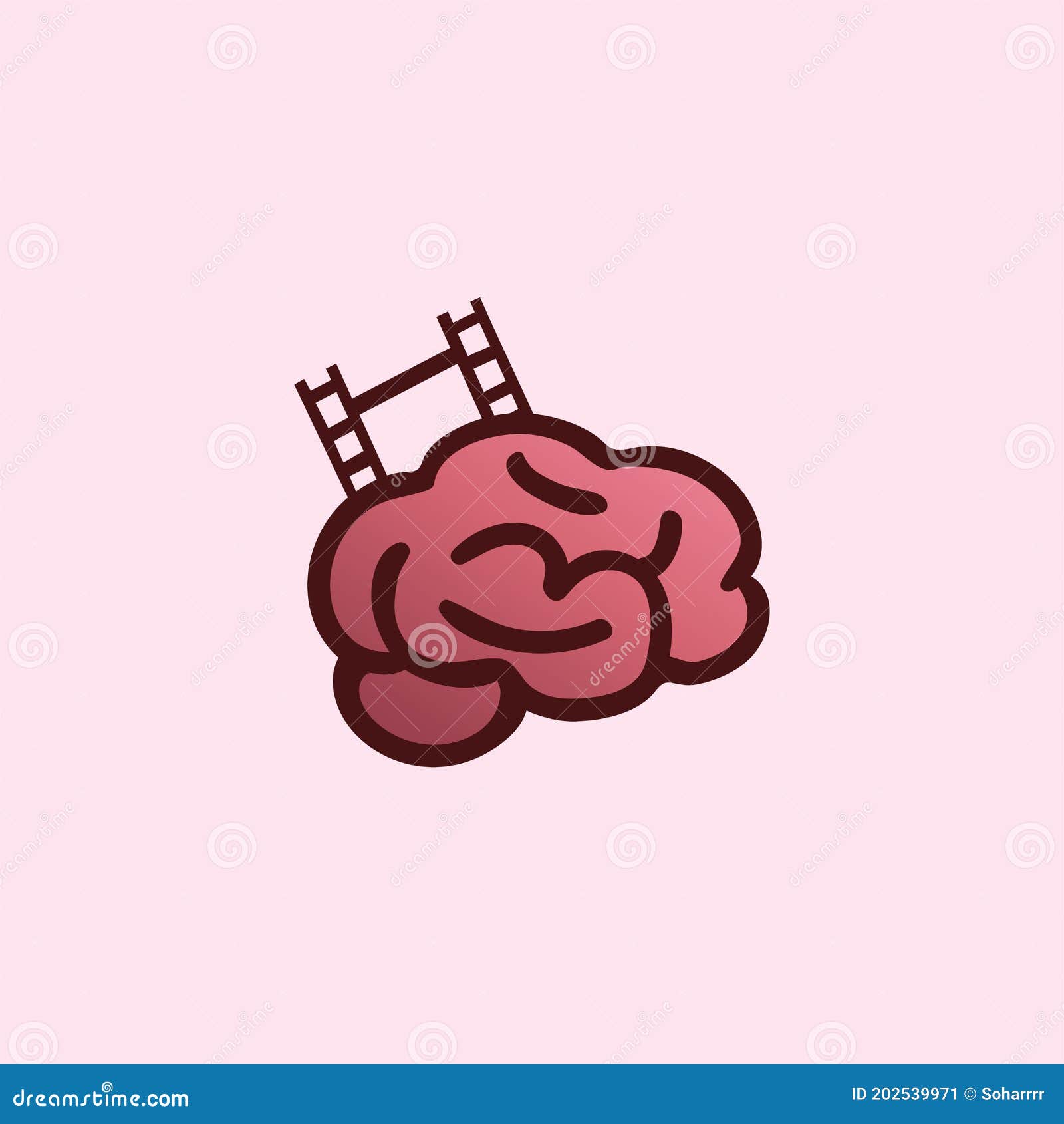 Brain with Film Strip Icon and Logo Design Template Stock Vector ...