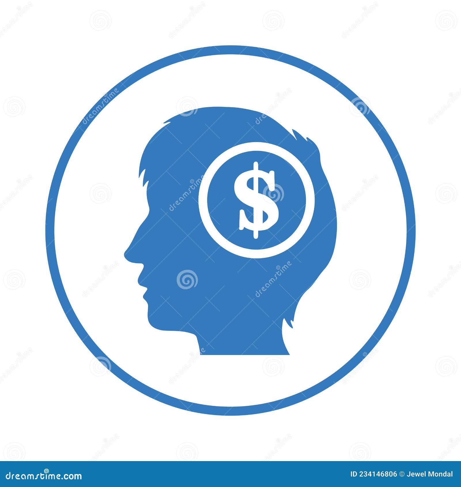 Brain, Finance, Dollar, User Icon. Blue Vector Design. Stock Vector ...