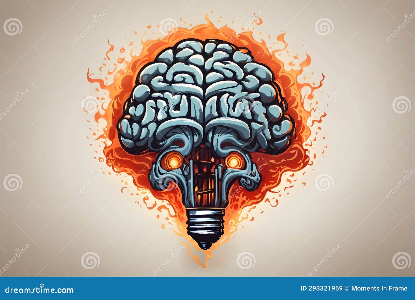 Brain in the Fire. Brainstorming Concept Stock Illustration ...