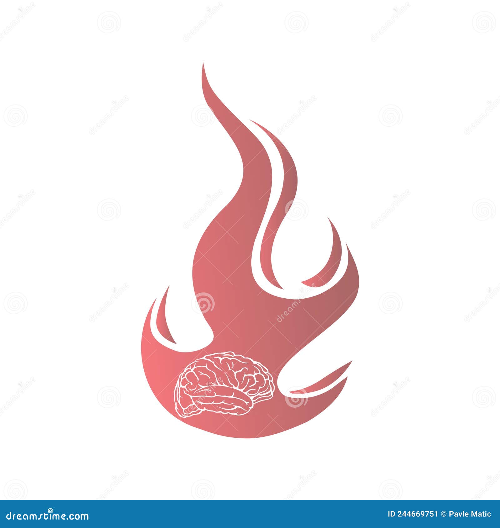 Brain on Fire Signs Icon on White Stock Vector - Illustration of face ...