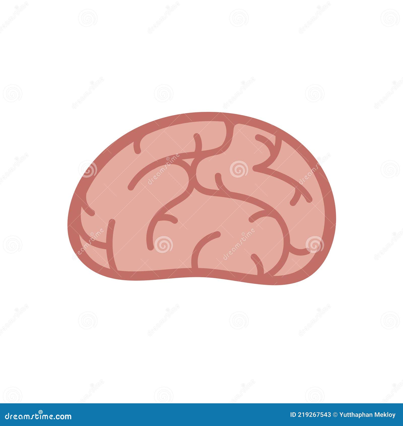 Brain in Flat Vector Cartoon Style. Stock Vector - Illustration of logo ...