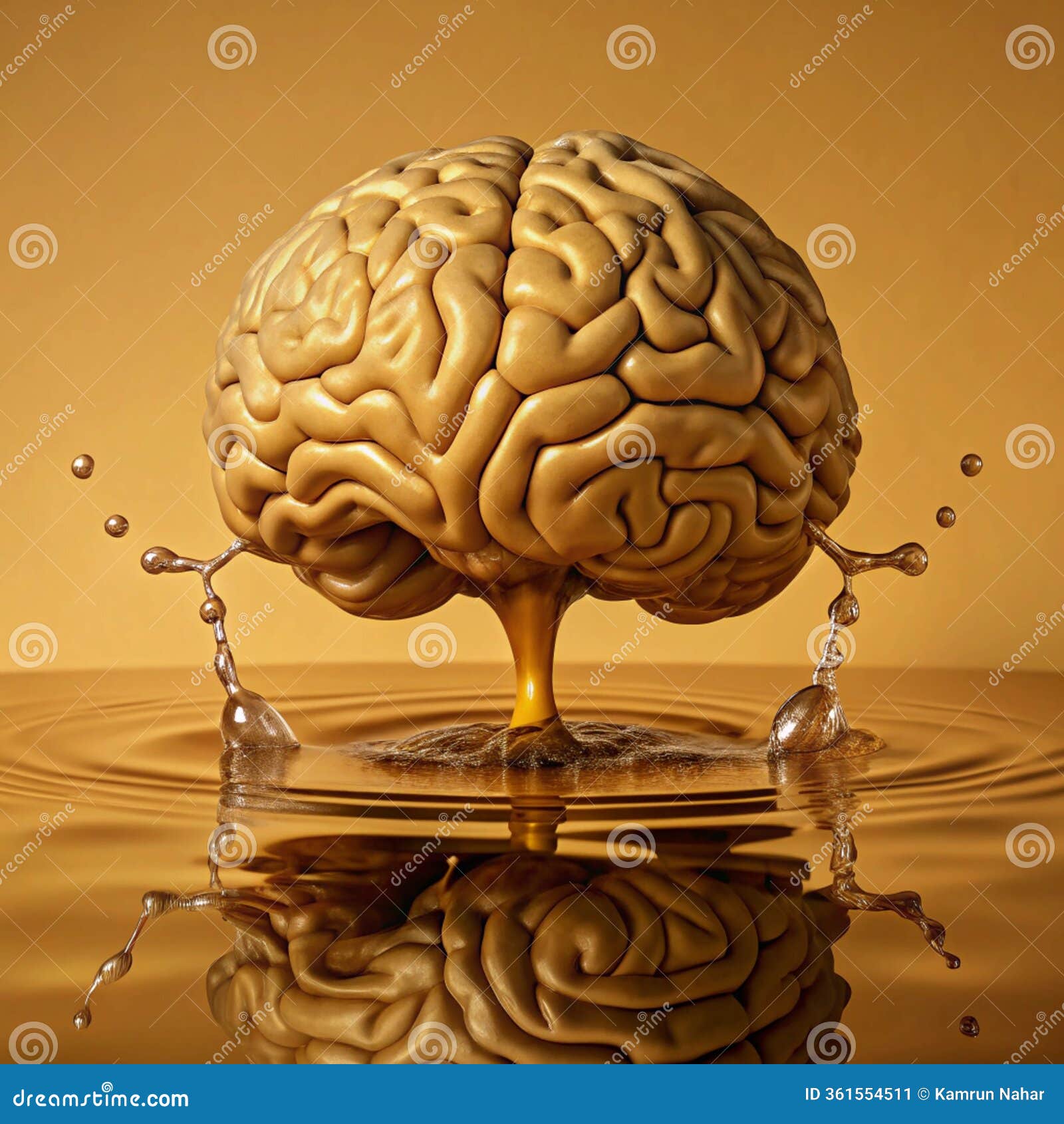 Brain with Fluid Organic Structures Stock Illustration - Illustration ...