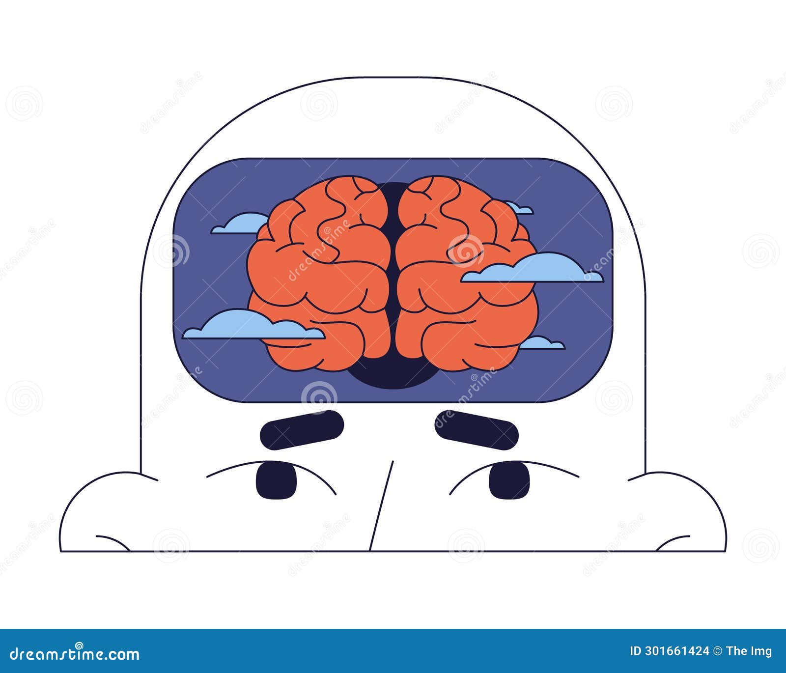 Brain Fog 2D Linear Illustration Concept Stock Illustration ...