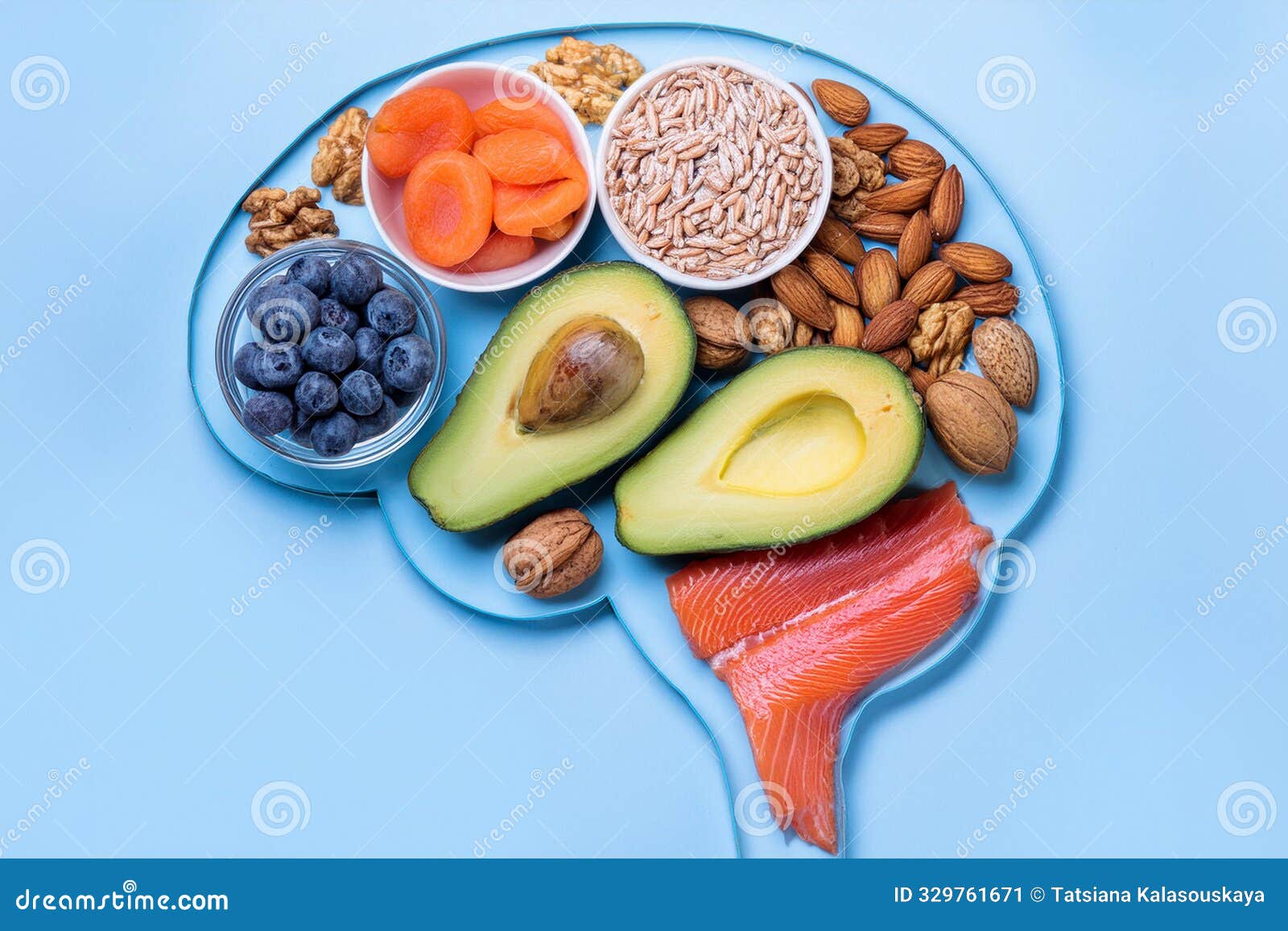 Brain Food Concept - Nutritious Ingredients Shaping Human Brain for ...