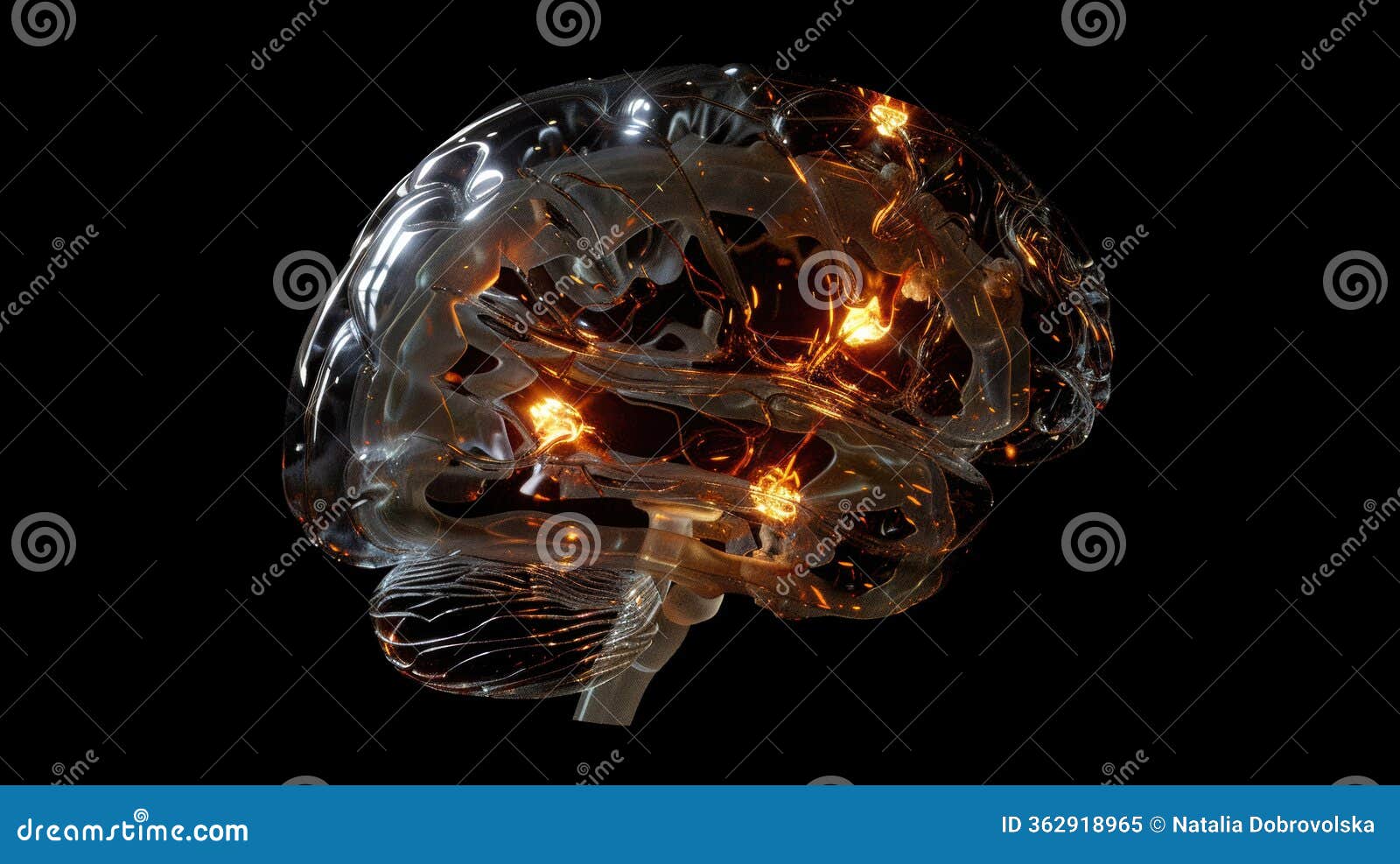 Brain Function Concept with Neural Signals and Active Thought Process ...