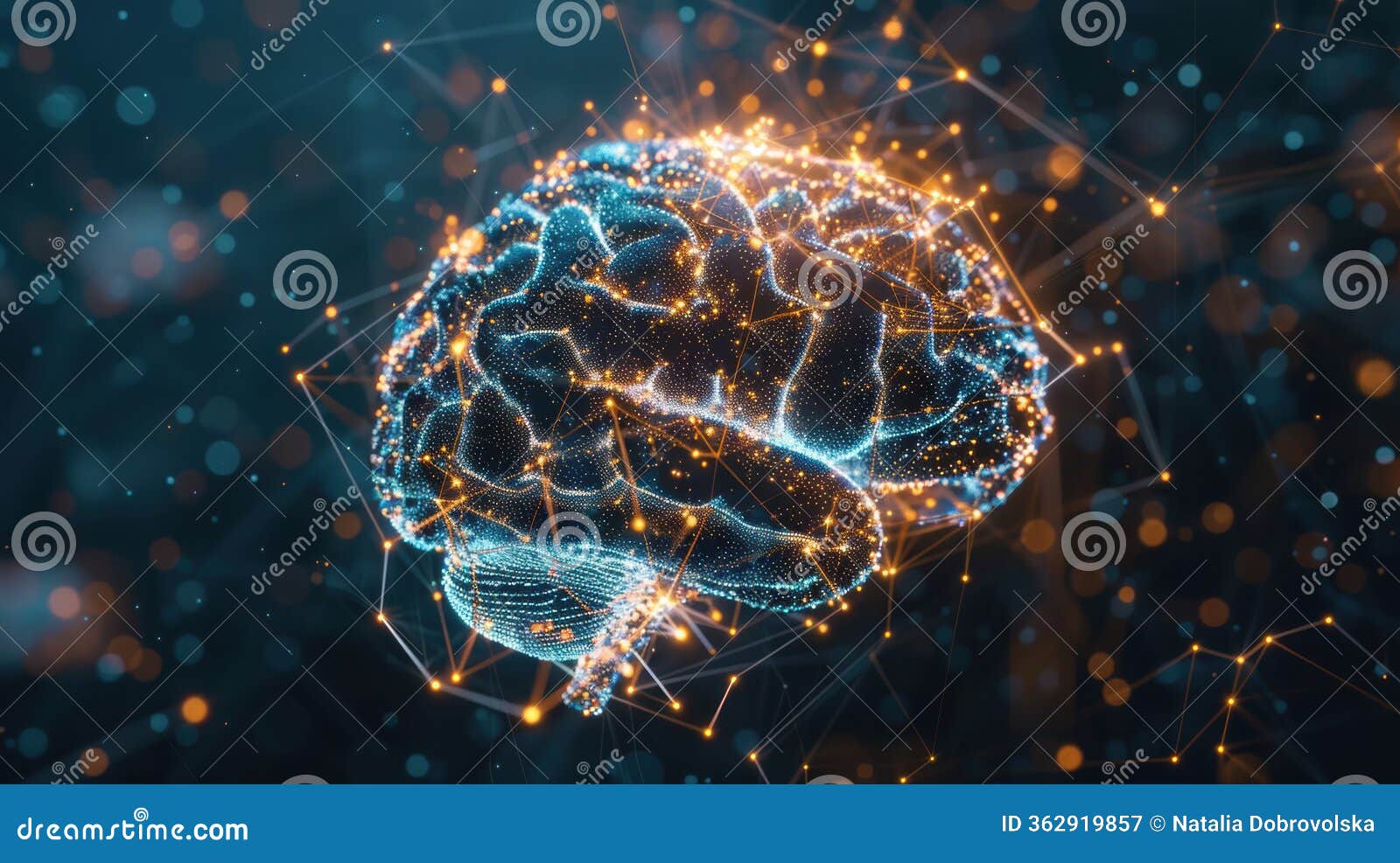 Brain Function Concept with Neural Signals and Active Thought Process ...