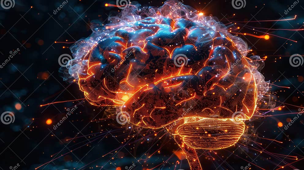 Brain Function Concept with Neural Signals and Active Thought Process ...