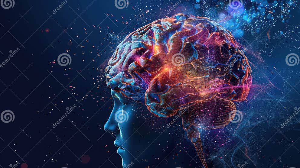 Brain Function Concept with Neural Signals and Active Thought Process ...