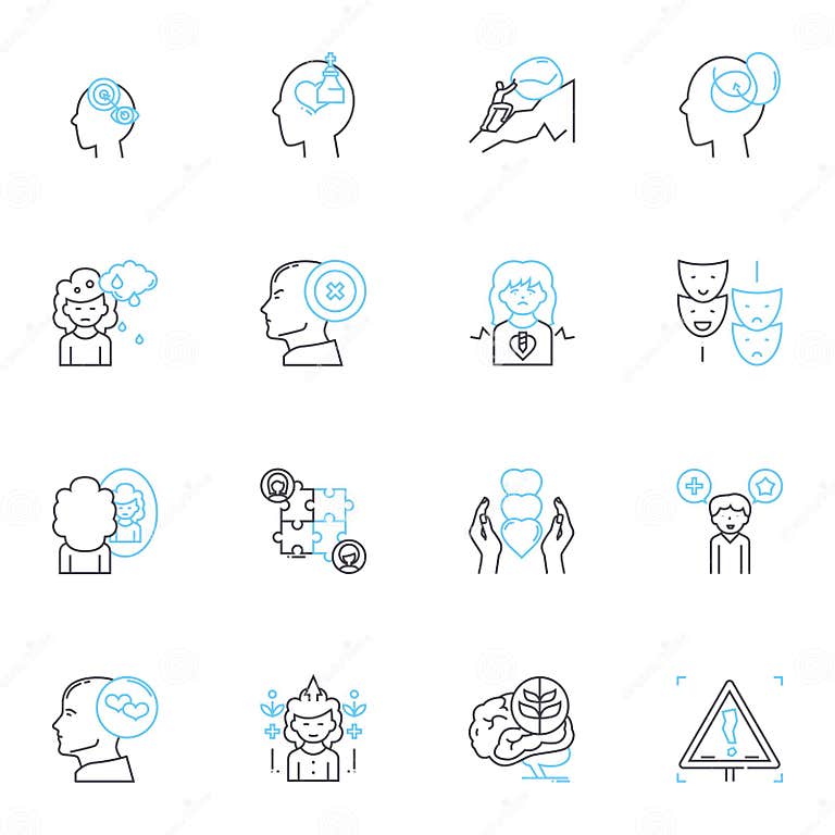Brain Function Linear Icons Set. Cognition, Memory, Attention ...