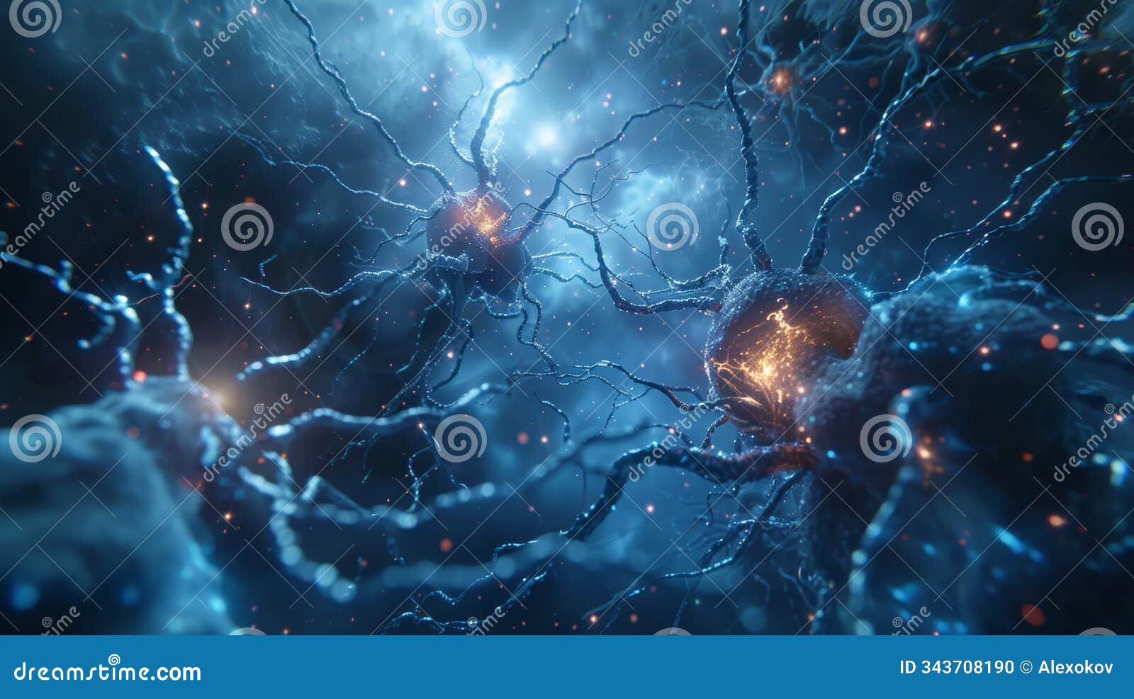 Brain Function and Neurons on Dark Blue Background Generative AI Stock ...