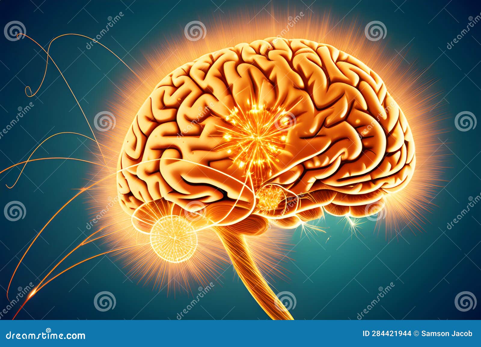 Sparkling Brain: Human Brain Model In Foam With Cleaning Tools Royalty ...