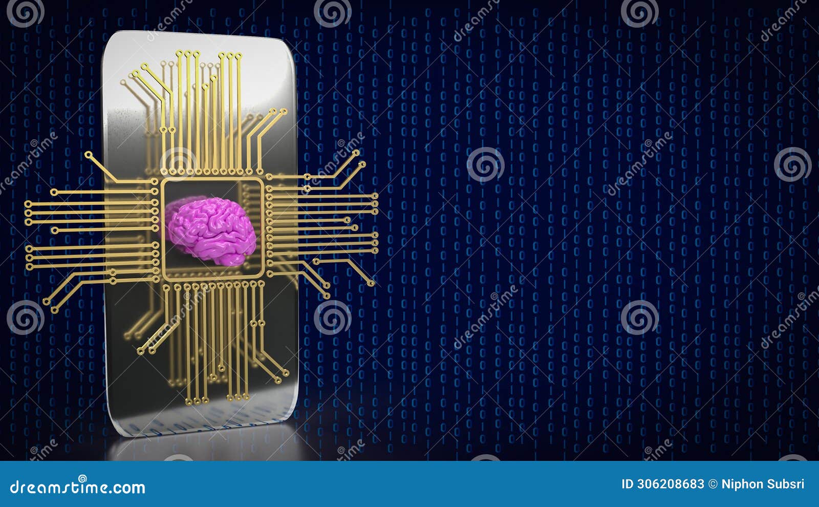 The Brain and it Gadget for Ai or Machine Learning Concept 3d Rendering ...