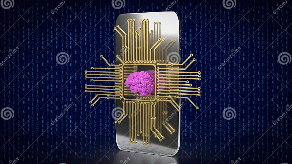 The Brain and it Gadget for Ai or Machine Learning Concept 3d Rendering ...
