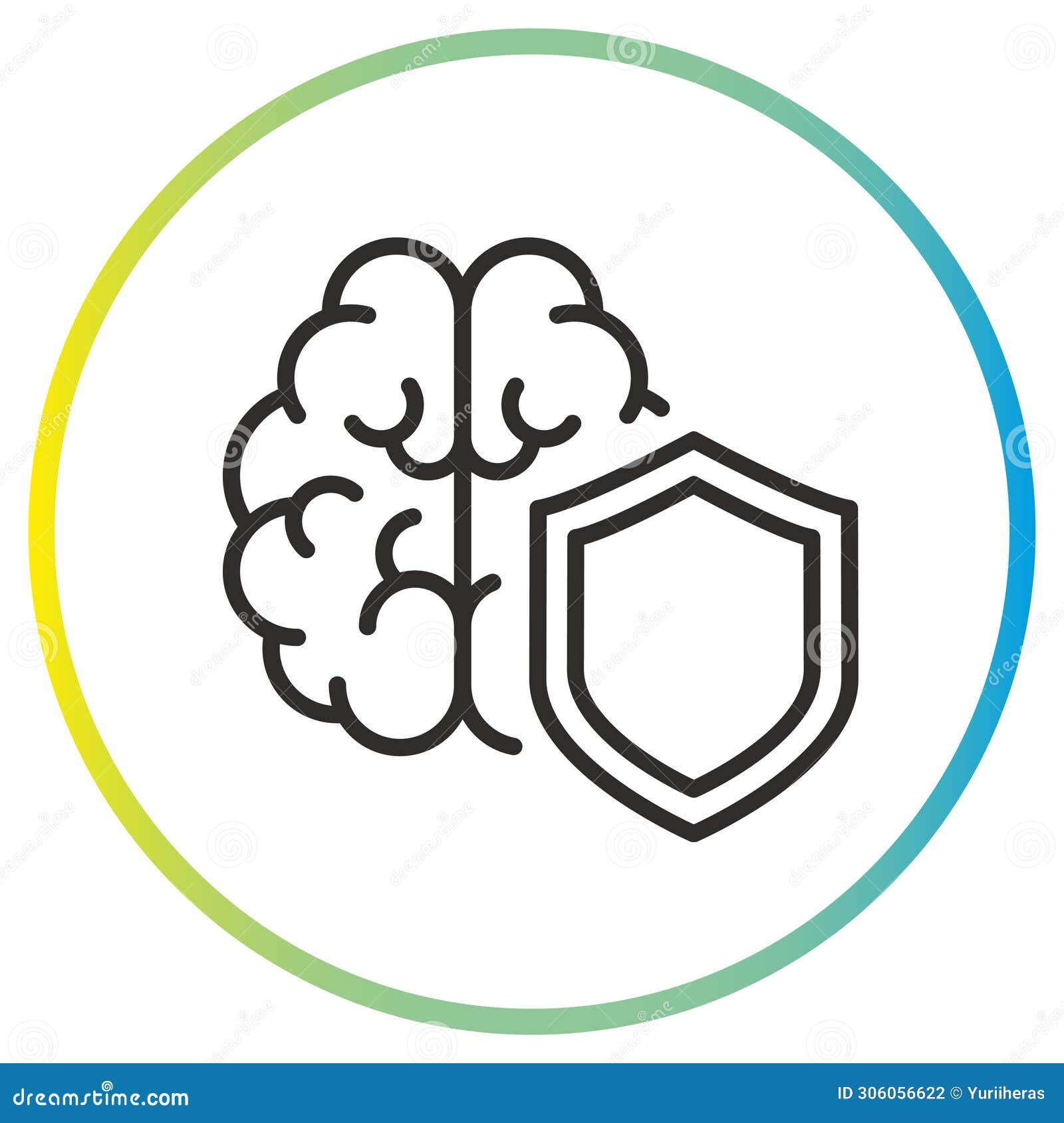 Brain With Shield Icon, Mental Health Protection, Save Mental Health ...