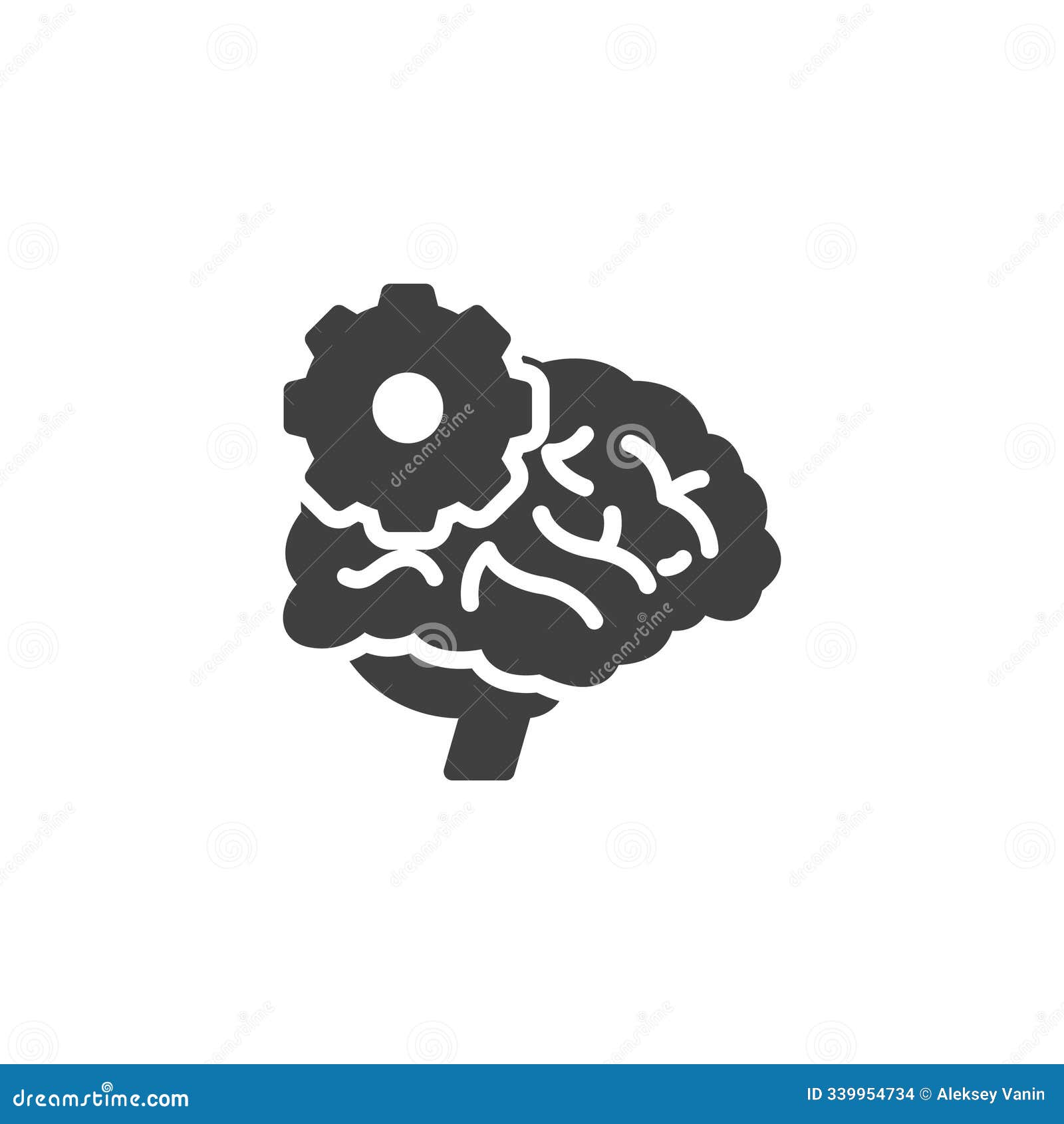 Brain with a Gear Inside Vector Icon Stock Illustration - Illustration ...