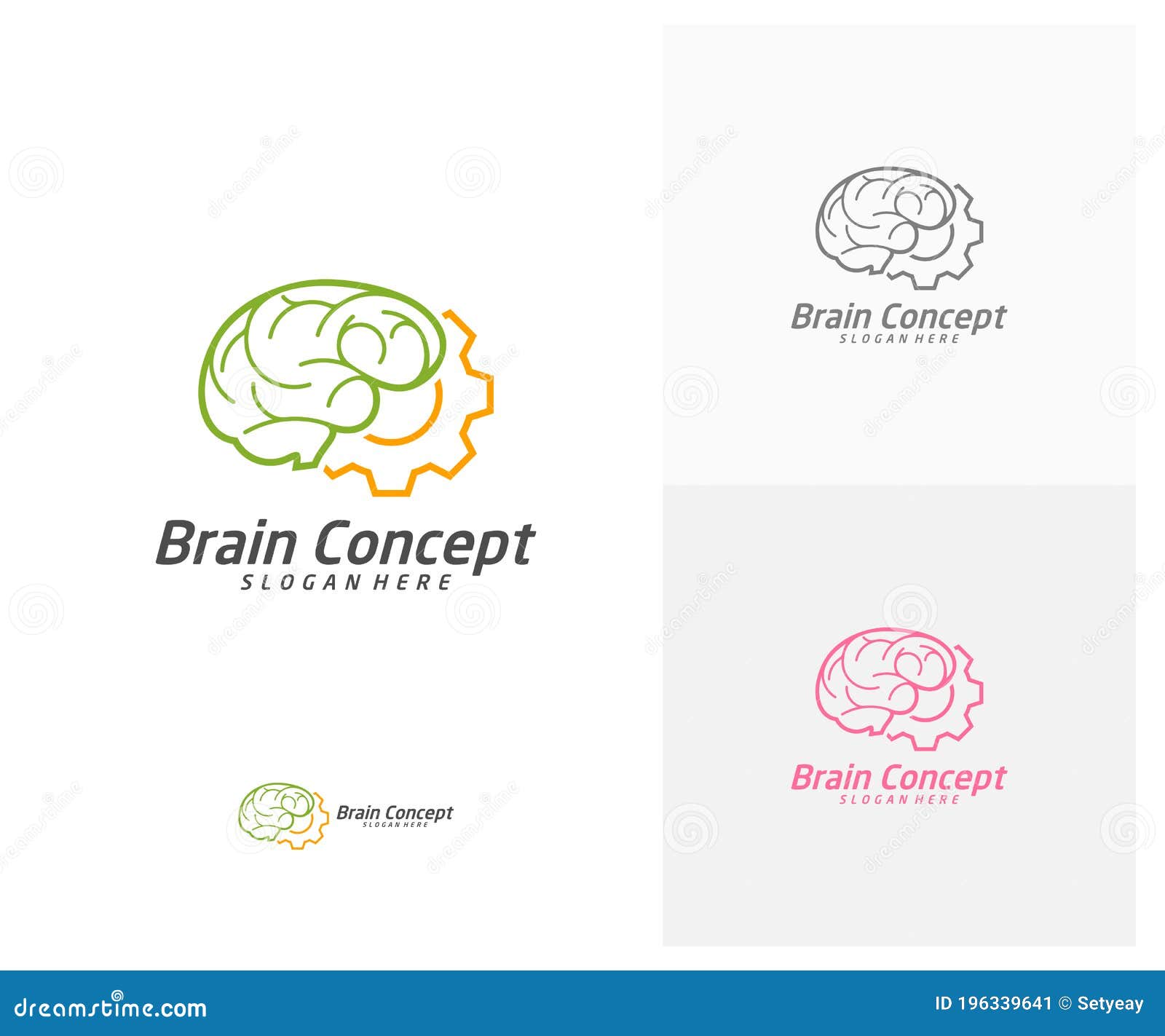 Brain with Gear Logo Design Vector Template. Think Idea Concept Stock ...
