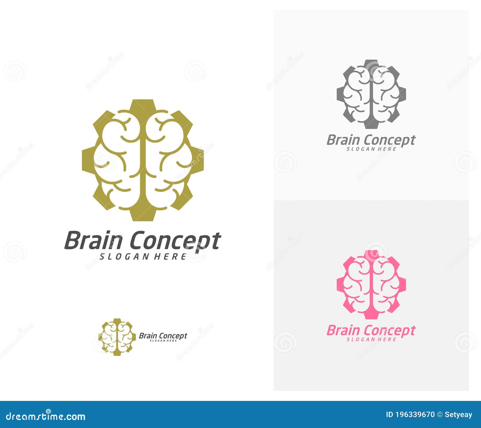 Brain with Gear Logo Design Vector Template. Think Idea Concept Stock ...