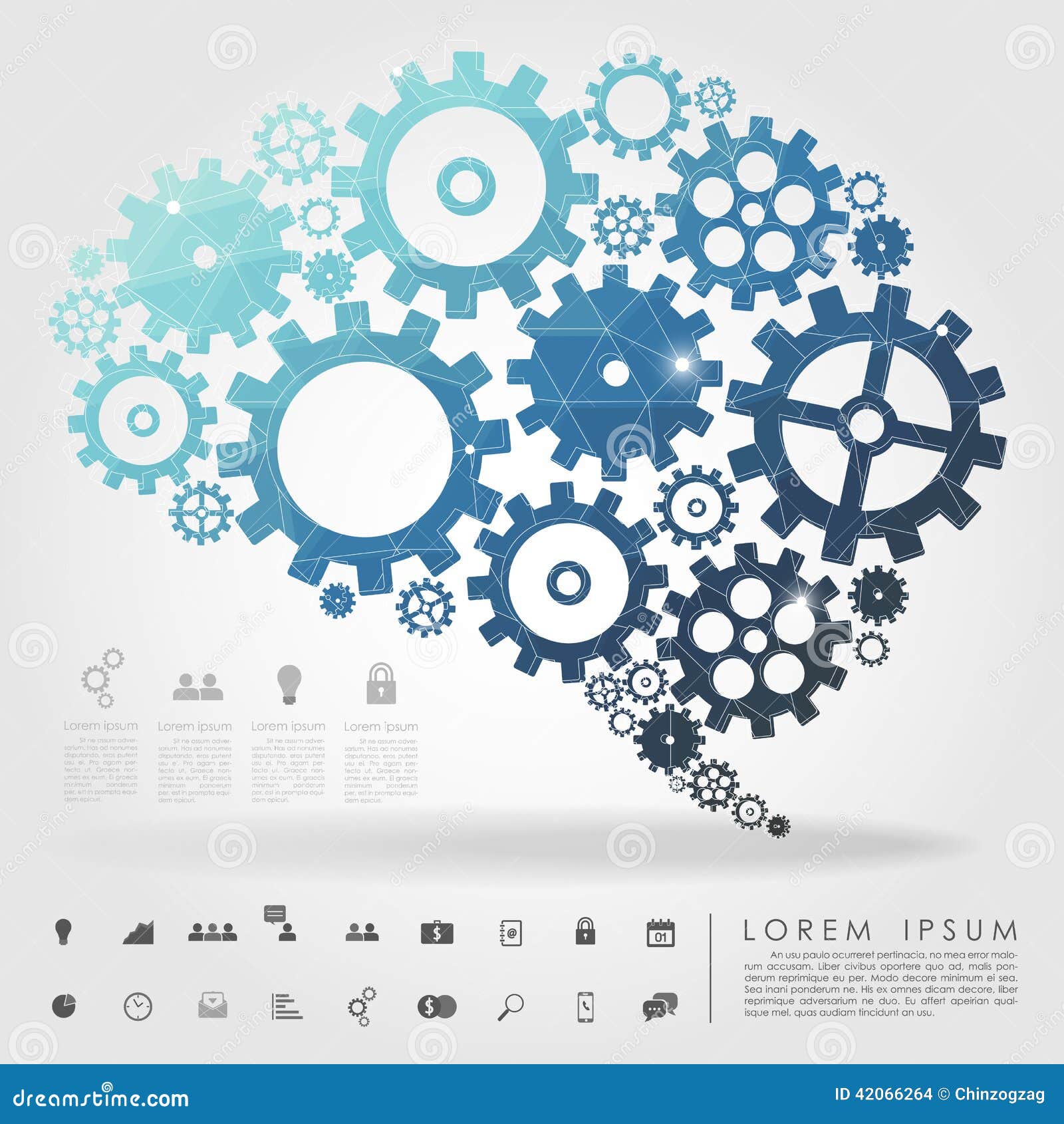 Brain Gear Polygon with Business Icon Stock Vector - Illustration of ...