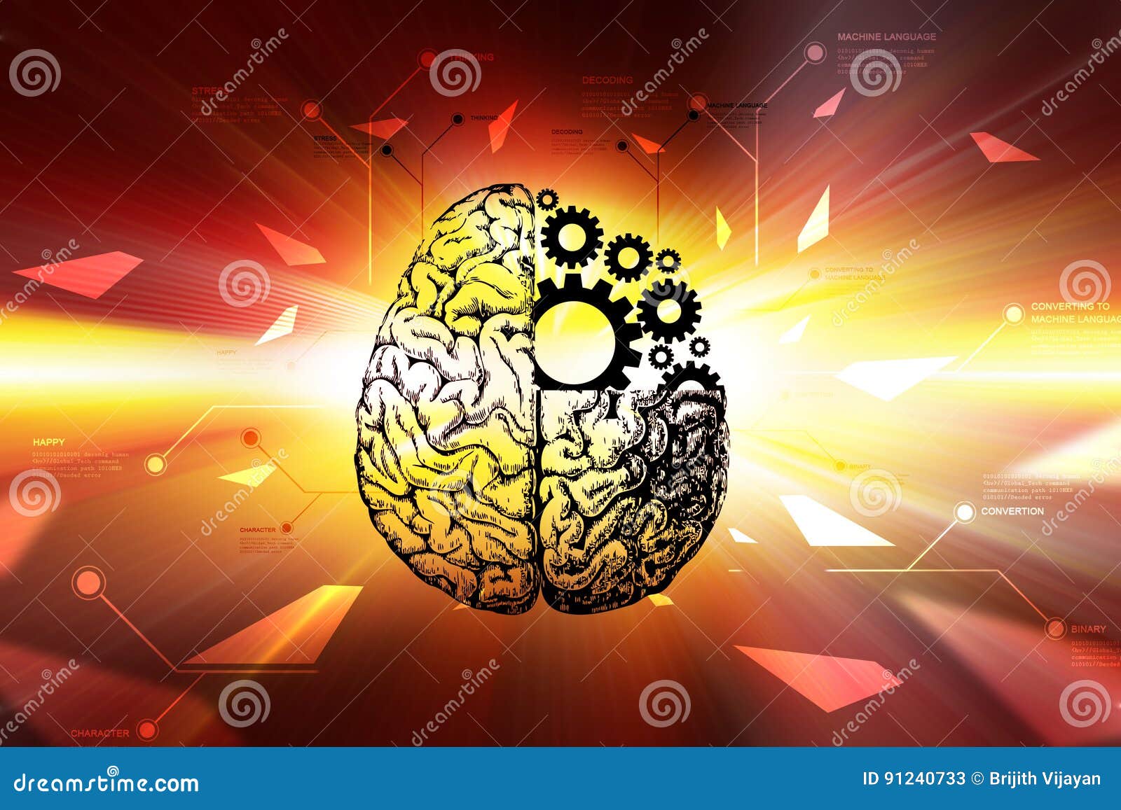 Brain and gear wheels stock illustration. Illustration of information ...