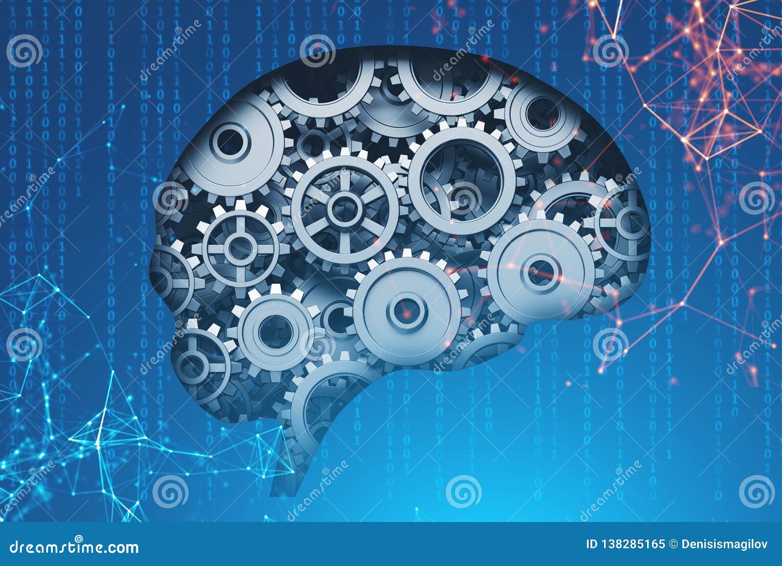 Brain with Gears, Ai Concept Stock Illustration - Illustration of ...