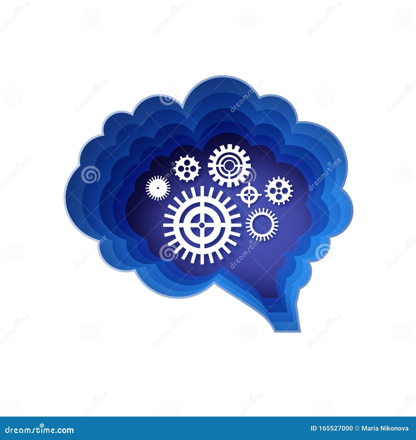 Brain, Gears and Cogs Working Together. Brainstorm Paper Cut Style ...