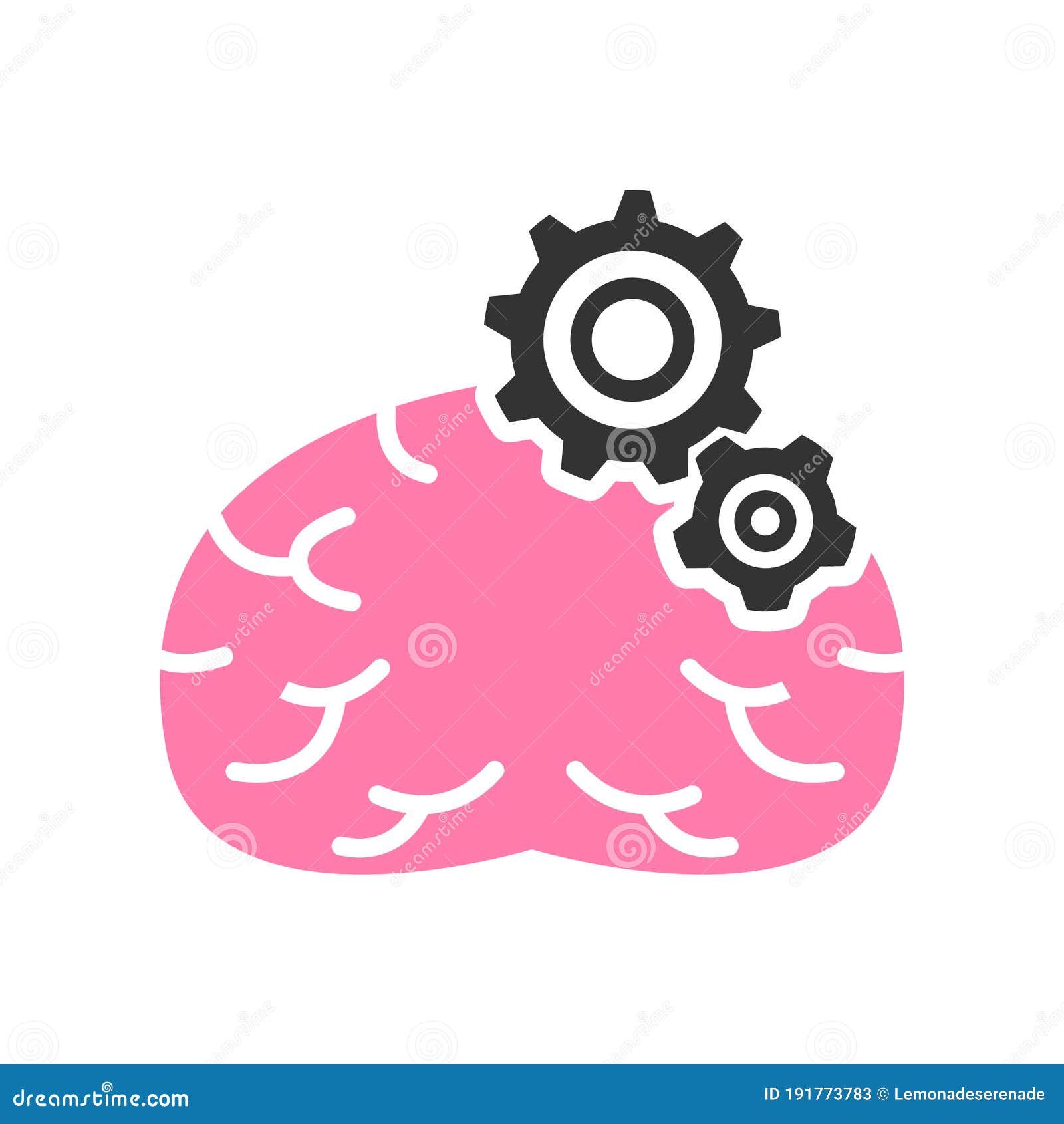 Brain and Gears Flat Design Illustration Stock Vector - Illustration of ...
