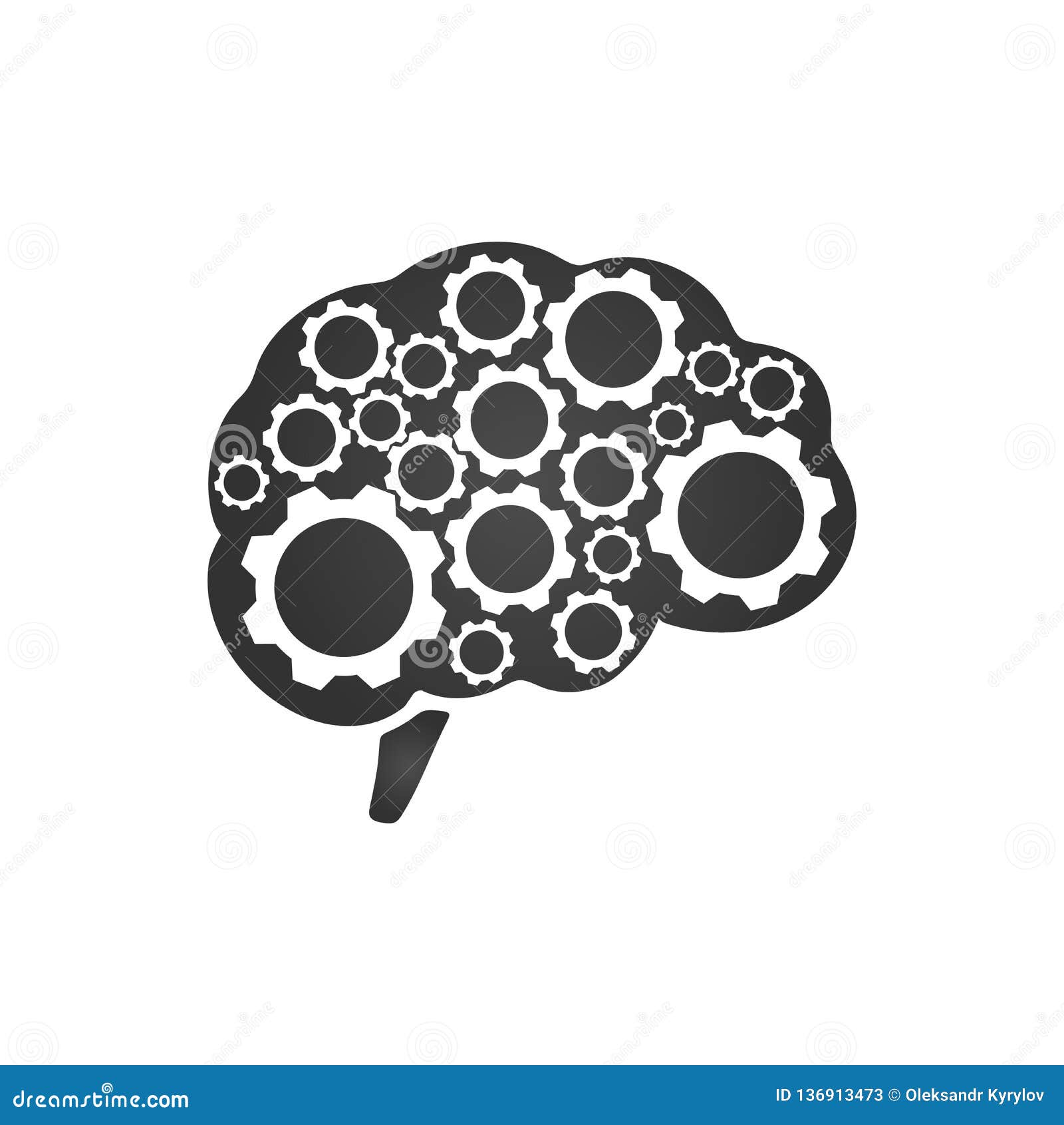 Brain with Gears Icon. Vector Isolated Illustration Isolated on a White ...