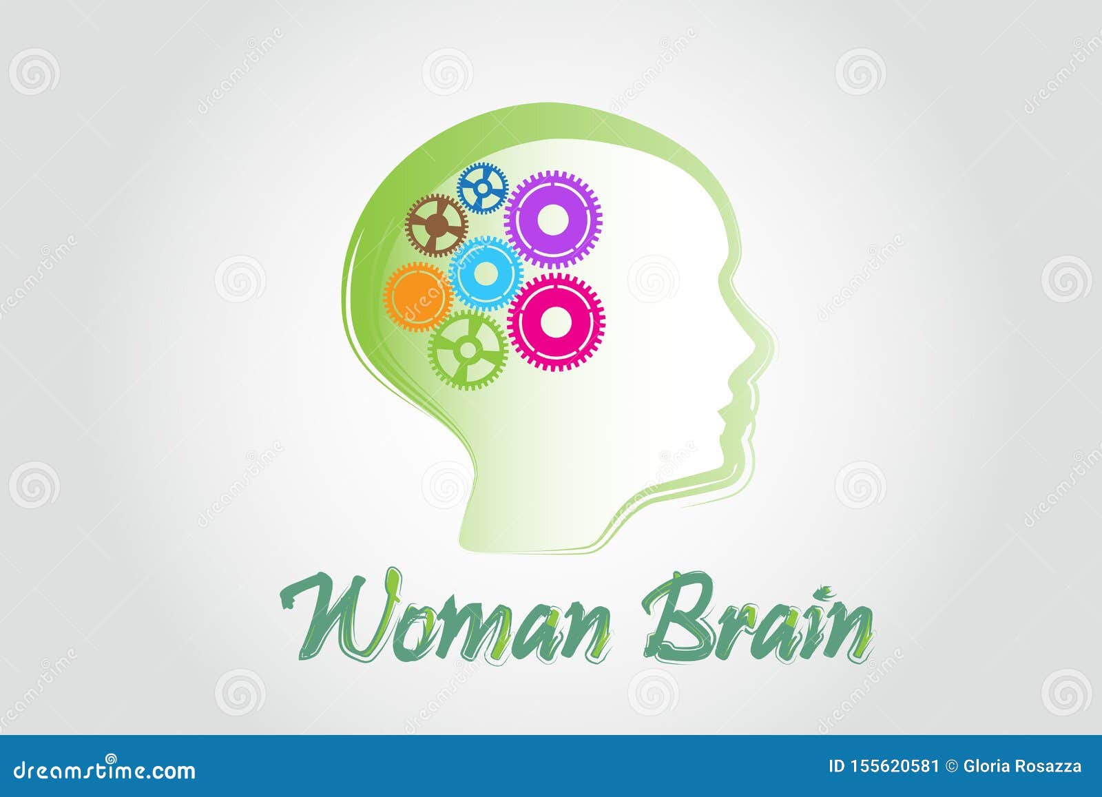Woman Brain and Colorful Gears Logo Vector Web Image Stock Vector ...