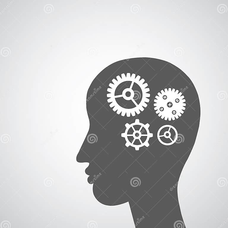 Brain gears symbol stock illustration. Illustration of diligent - 41296237