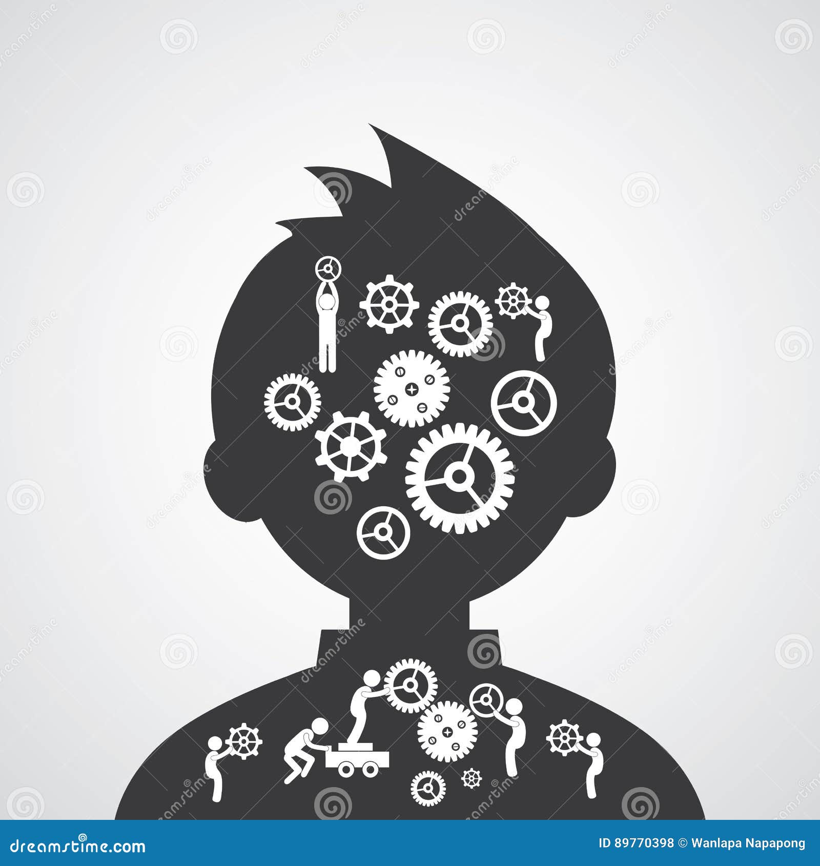 Brain gears symbol stock vector. Illustration of invention - 89770398