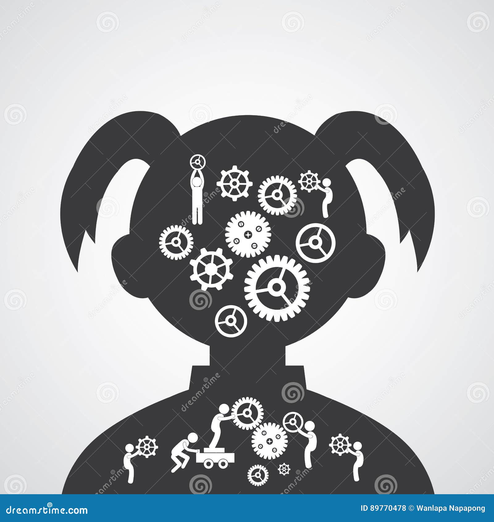 Brain gears symbol stock vector. Illustration of abstract - 89770478