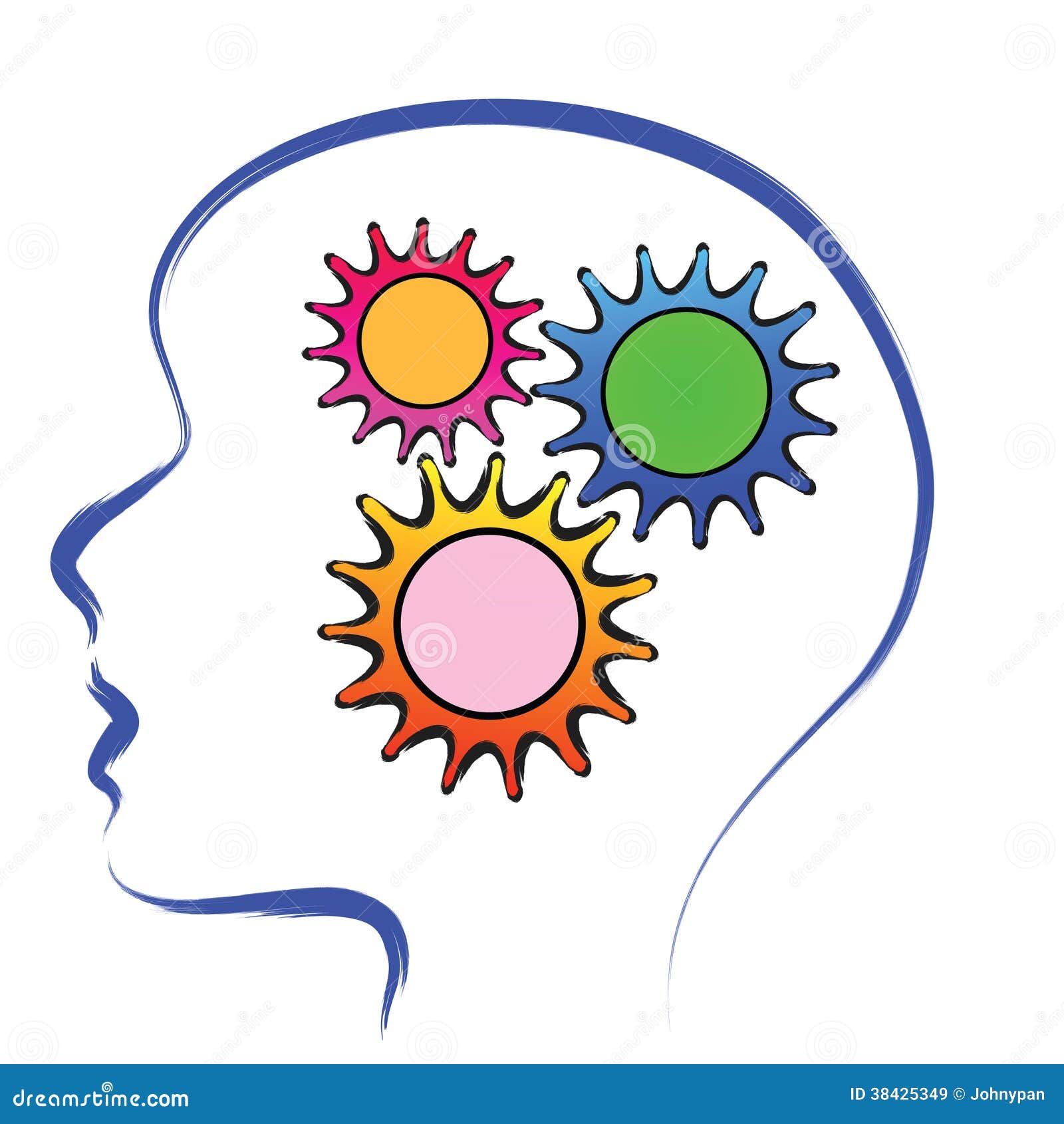 Brain with gears stock vector. Illustration of invent - 38425349