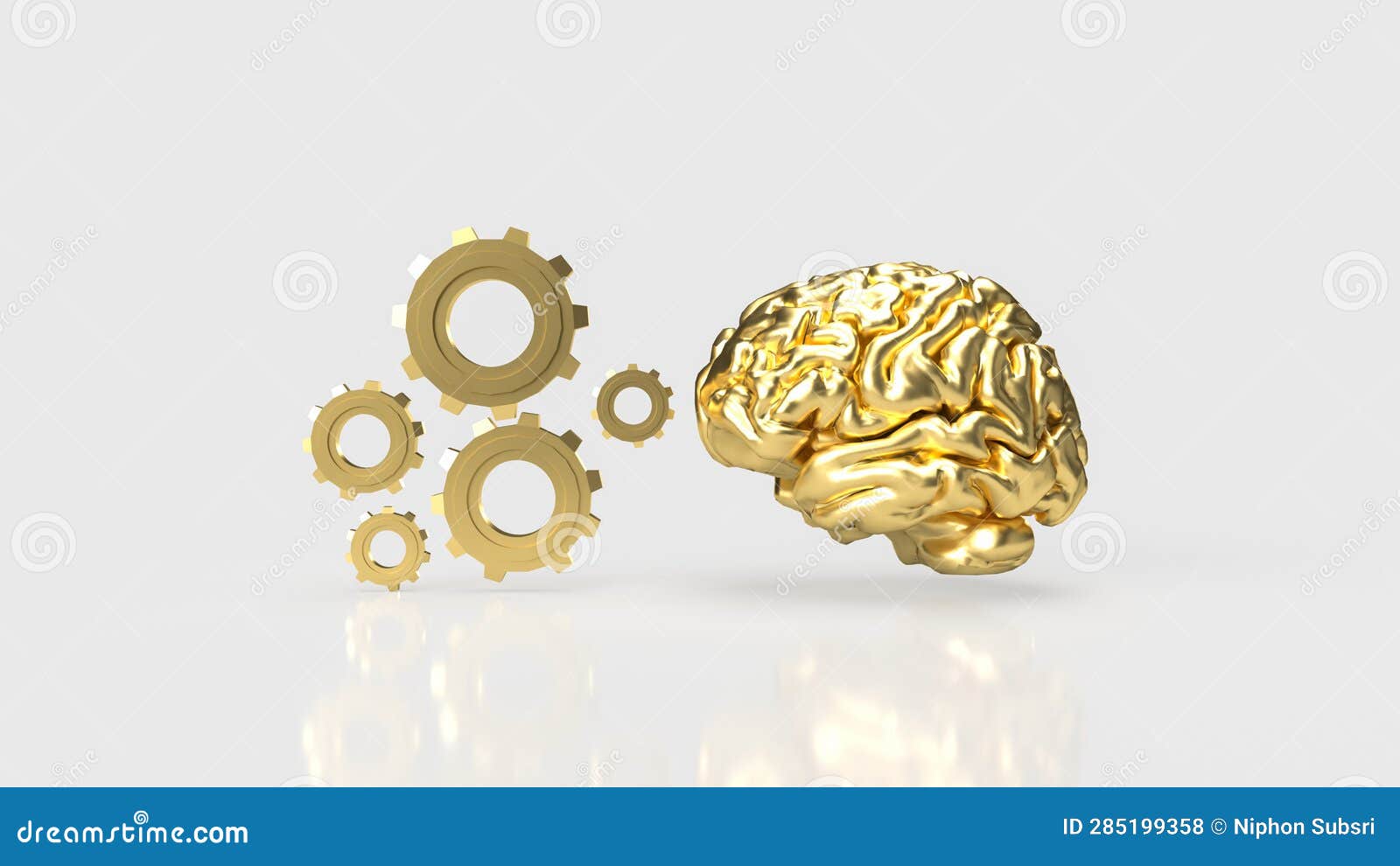The Brain and Gears on White Background 3d Rendering Stock Illustration ...
