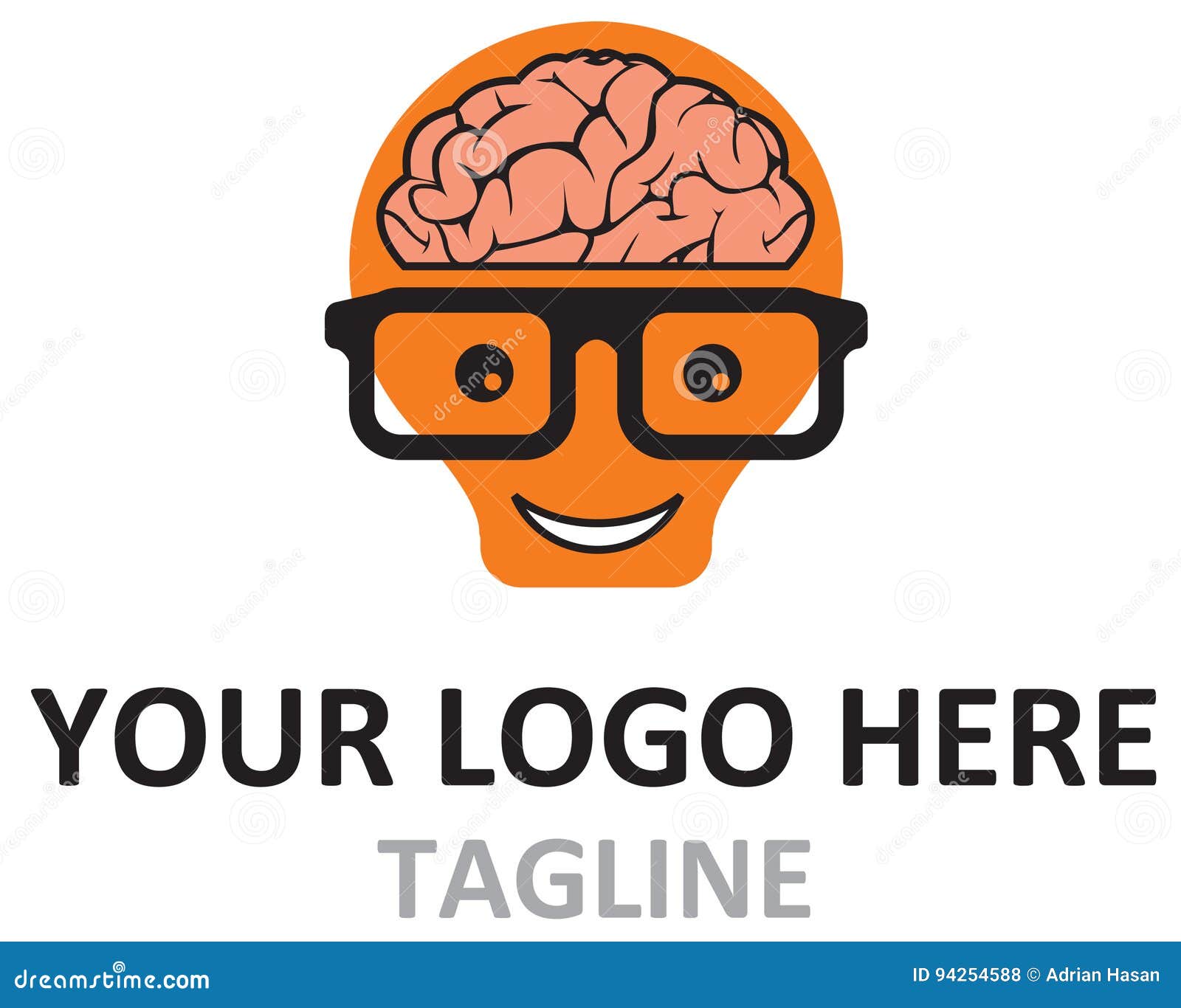 Brain Geek Idea-het Embleem Van Beeldverhaalilustration in Vector ...