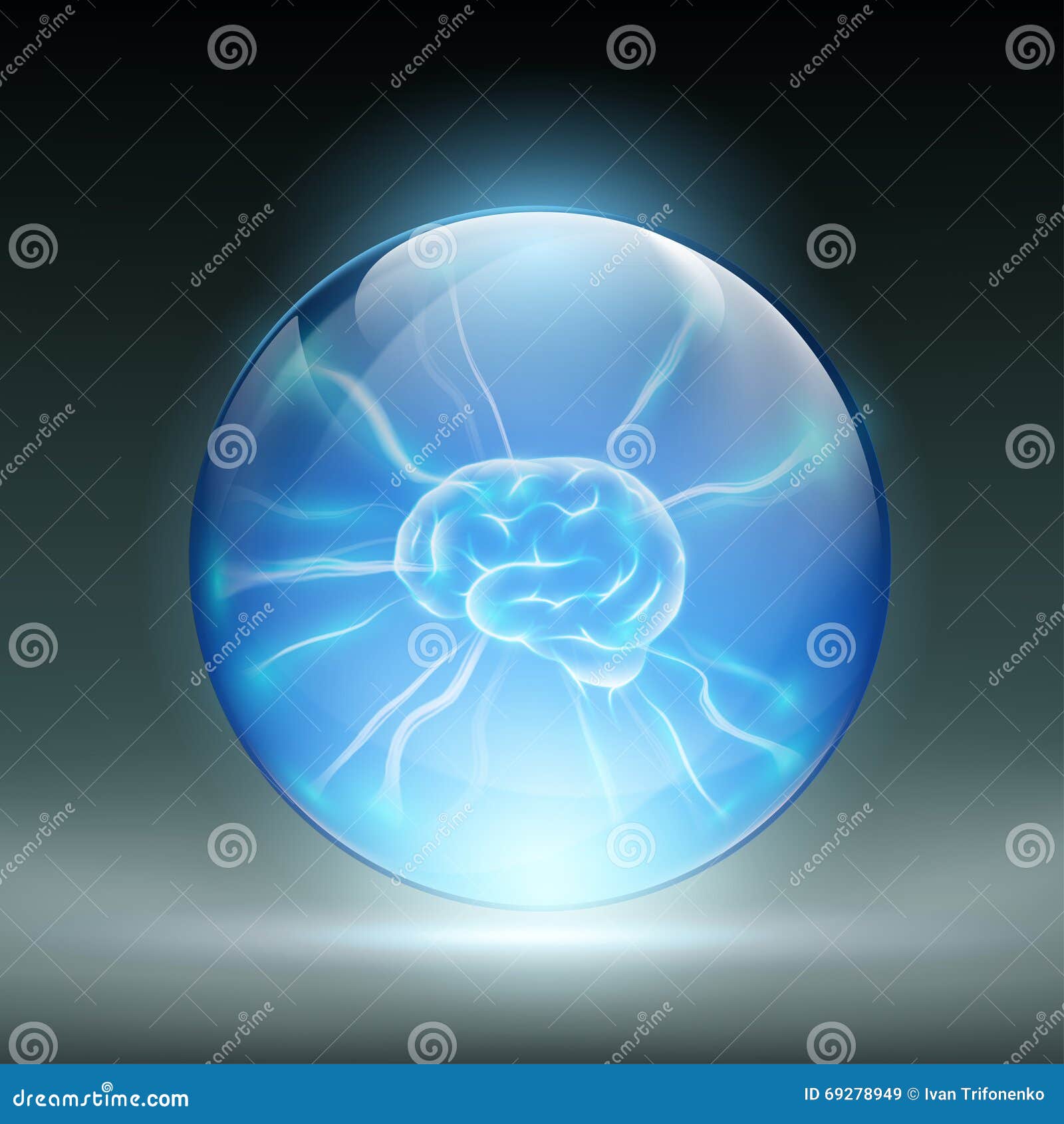 Brain in a glass ball stock vector. Illustration of contemplation ...