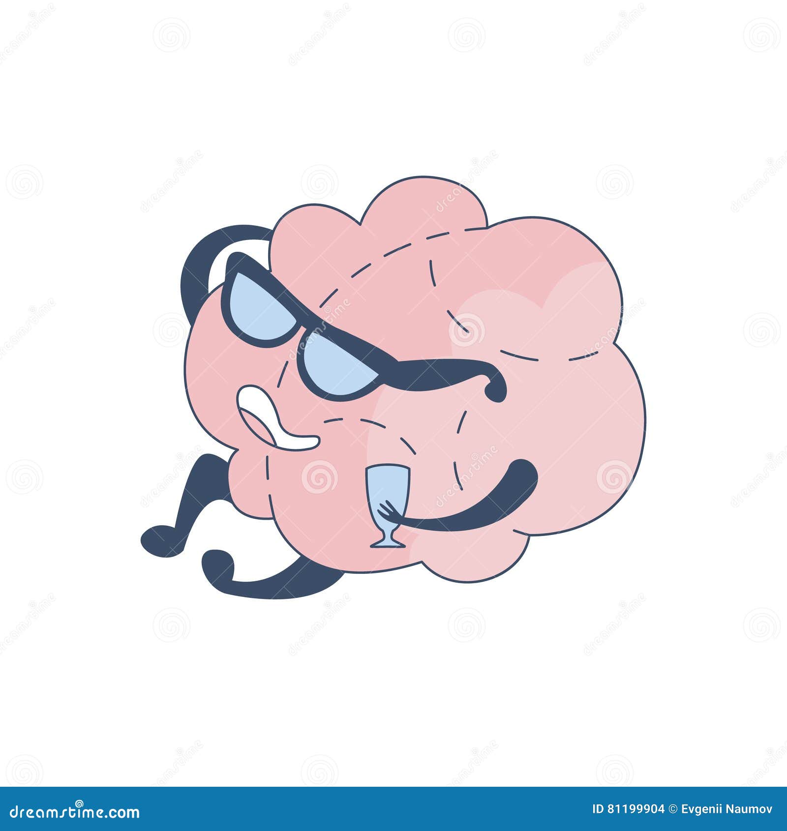 Brain In Glasses Lecturing With Glass Of Wine Comic Character ...
