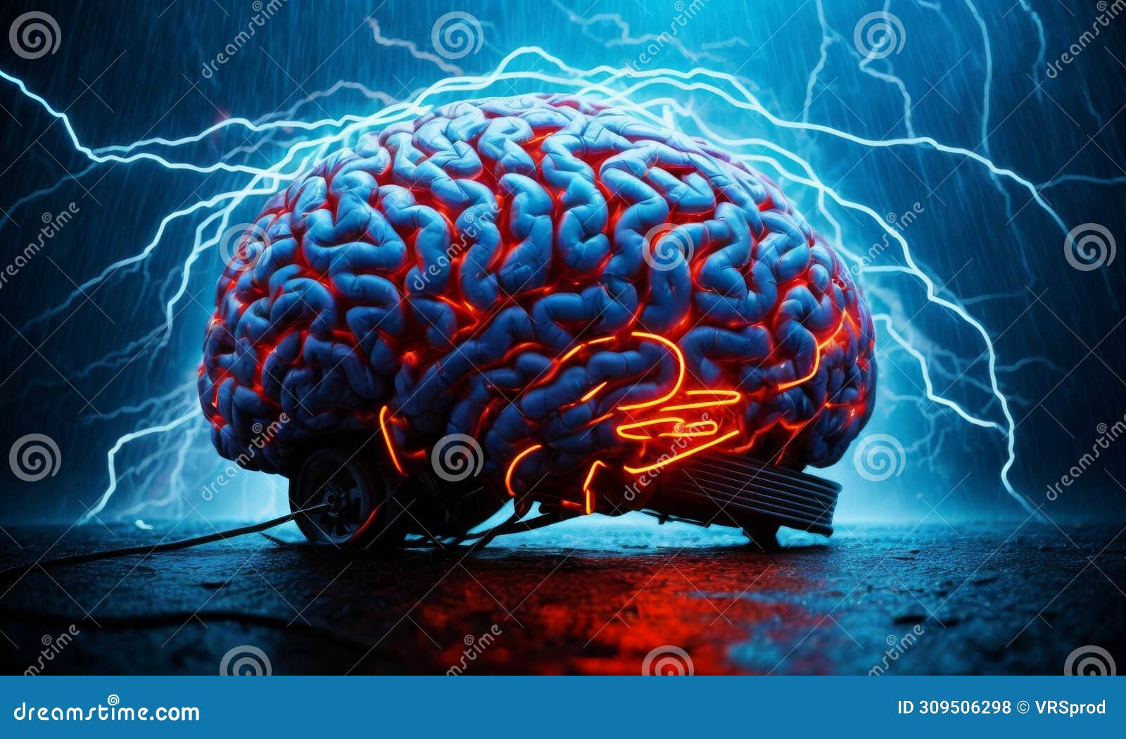 Electro-Cerebral Storm stock photo. Image of thunder - 309506298