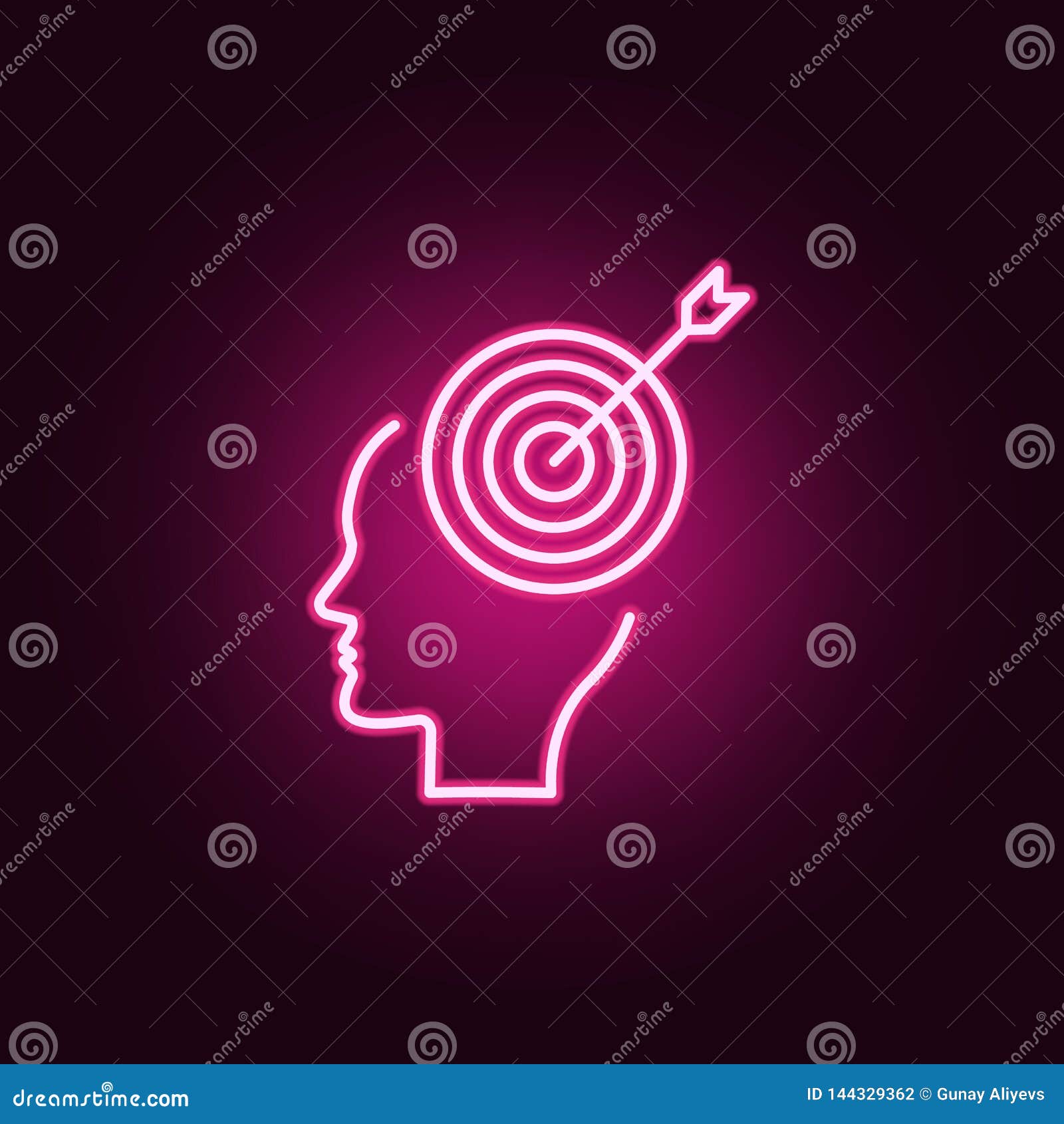 Brain, Goal, Target Neon Icon. Elements of Creative Thinking Set Stock ...