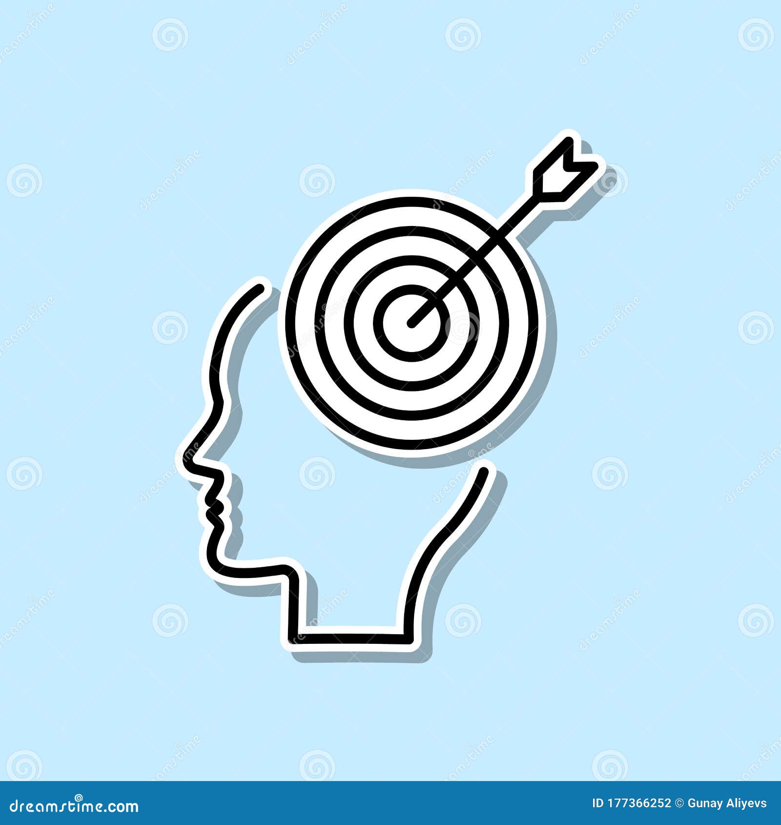 Brain, Goal, Target Sticker Icon. Simple Thin Line, Outline Vector of ...
