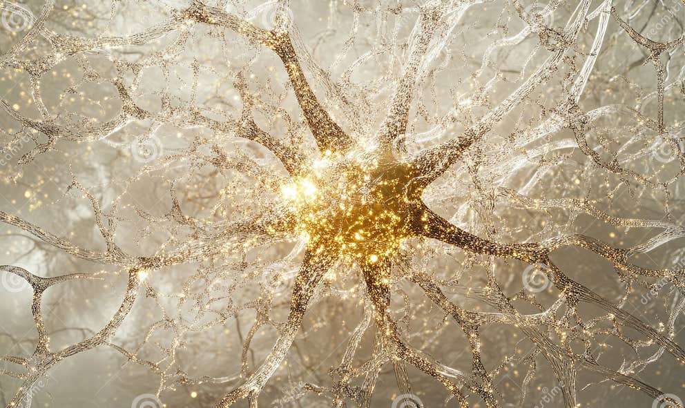A Brain with a Gold Colored Stem Stock Image - Image of shiny ...