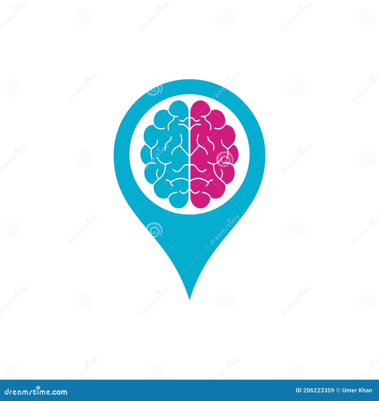 Brain Gps Shape Concept Logo Design. Stock Vector - Illustration of ...