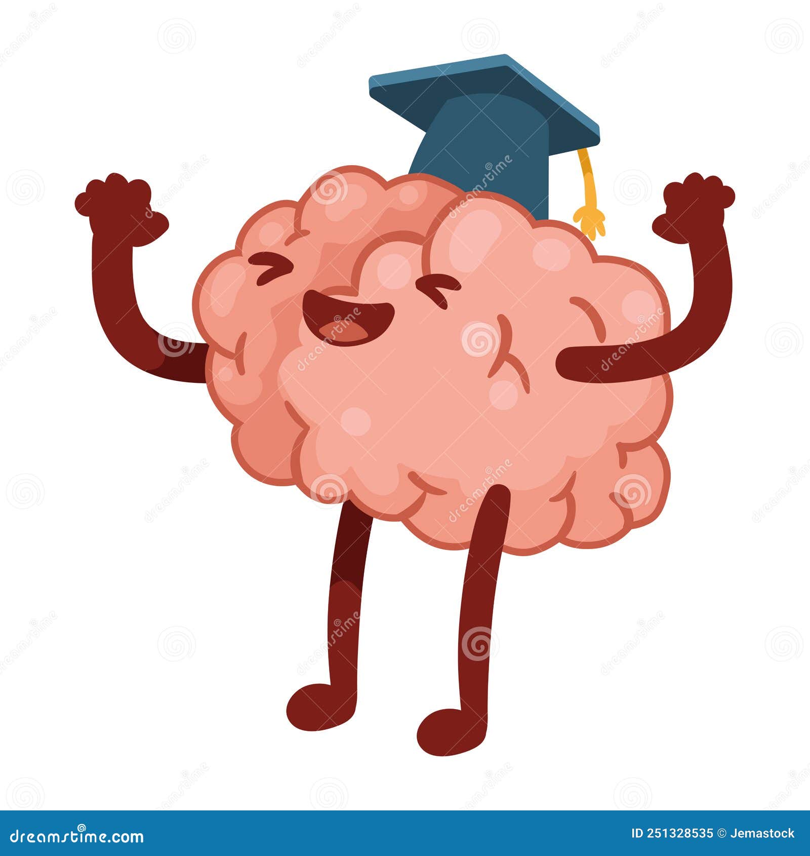Brain Graduated Comic Character Stock Vector - Illustration of isolated ...